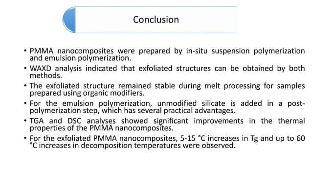 Synthesis and Characterization of PMMA Nano-composites | PPT