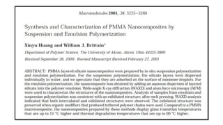Synthesis and Characterization of PMMA Nano-composites | PPTX