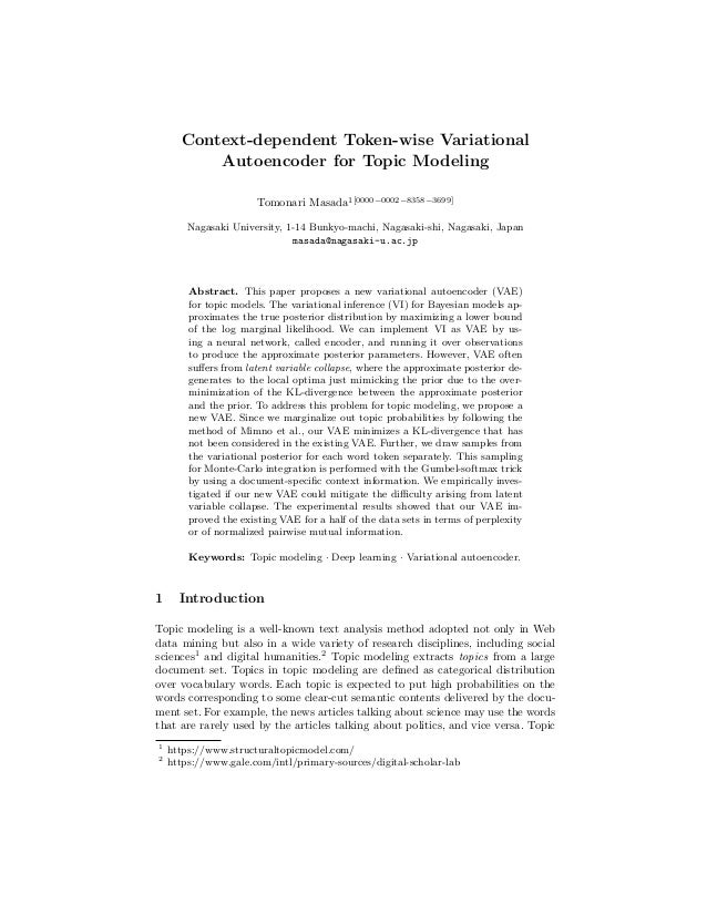 Context Dependent Token Wise Variational Autoencoder For Topic Modeli