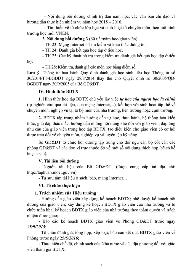 Ke hoach-bdtx-2015-2016 | PDF
