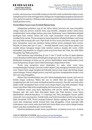 KEABSAHAN WASIAT YANG DIBUAT DENGAN LISAN OLEH PEWARIS DITINJAU DARI HUKUM PERDATA DAN HUKUM ...