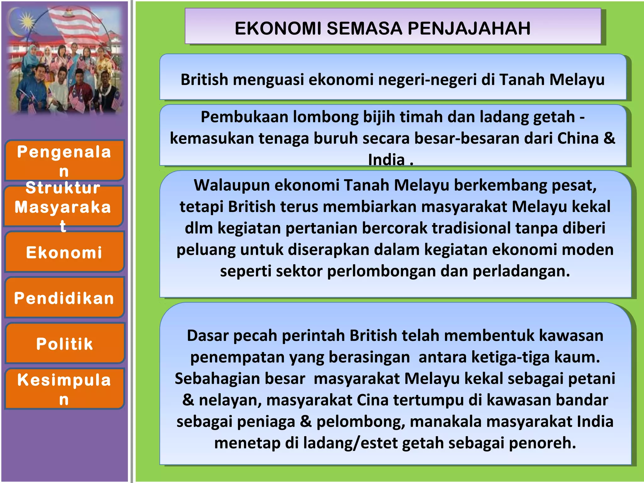 Keadaan masyarakat di tanah melayu sebelum dan selepas penjajahan | PPT