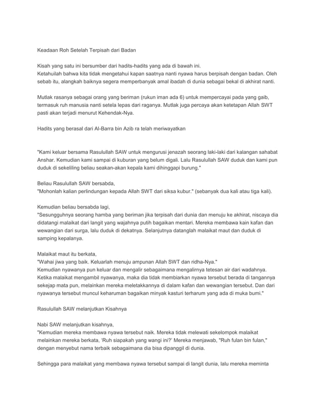 Keadaan roh setelah terpisah dari badan | PDF