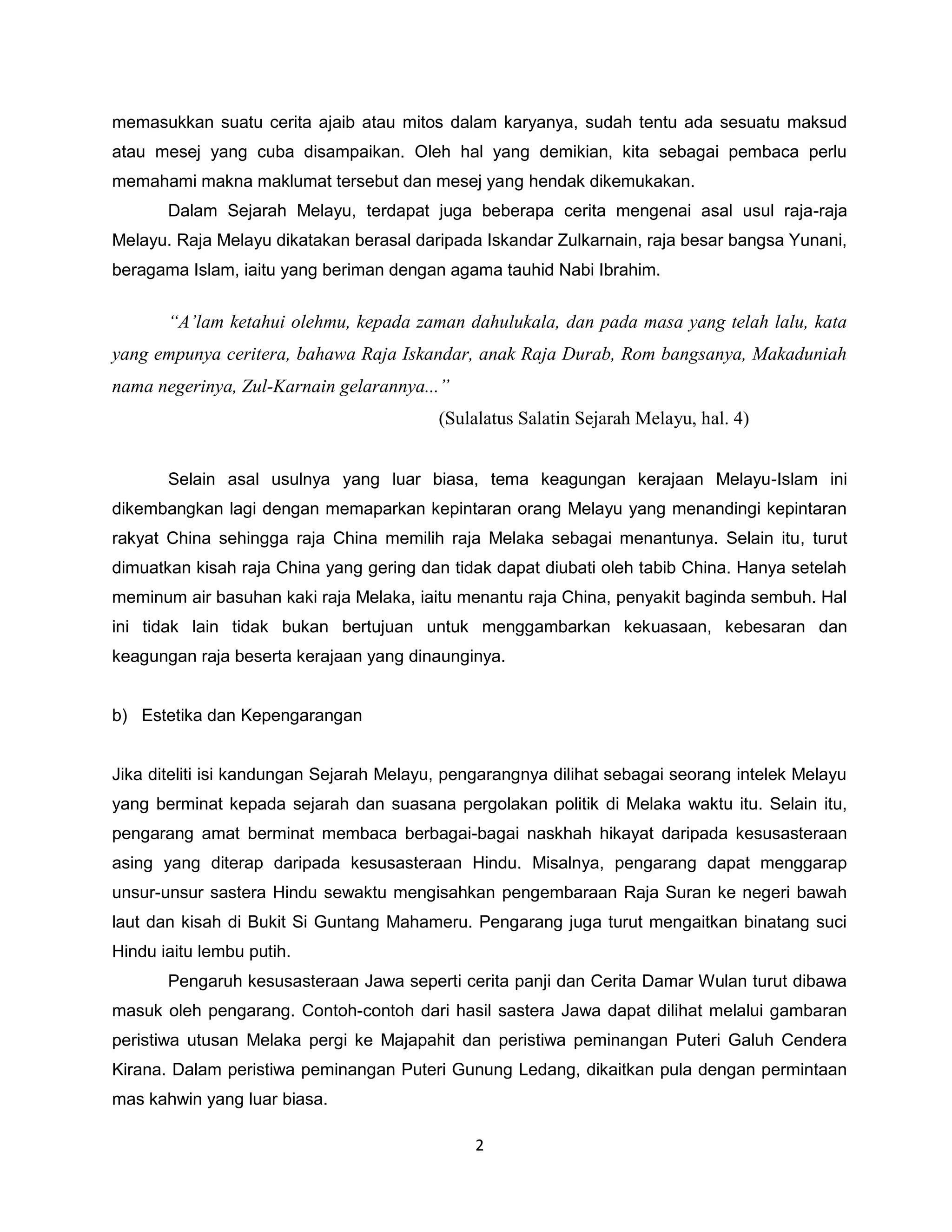 Keagungan Karya Agung Melayu | PDF