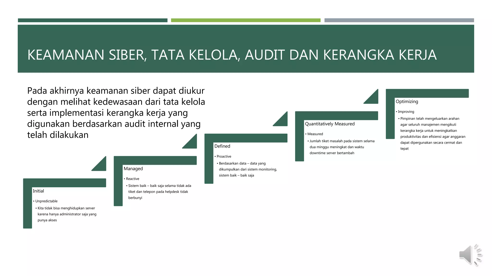 Keamanan siber, tata kelola, audit, dan kerangka kerja cobit 5 | PPTX