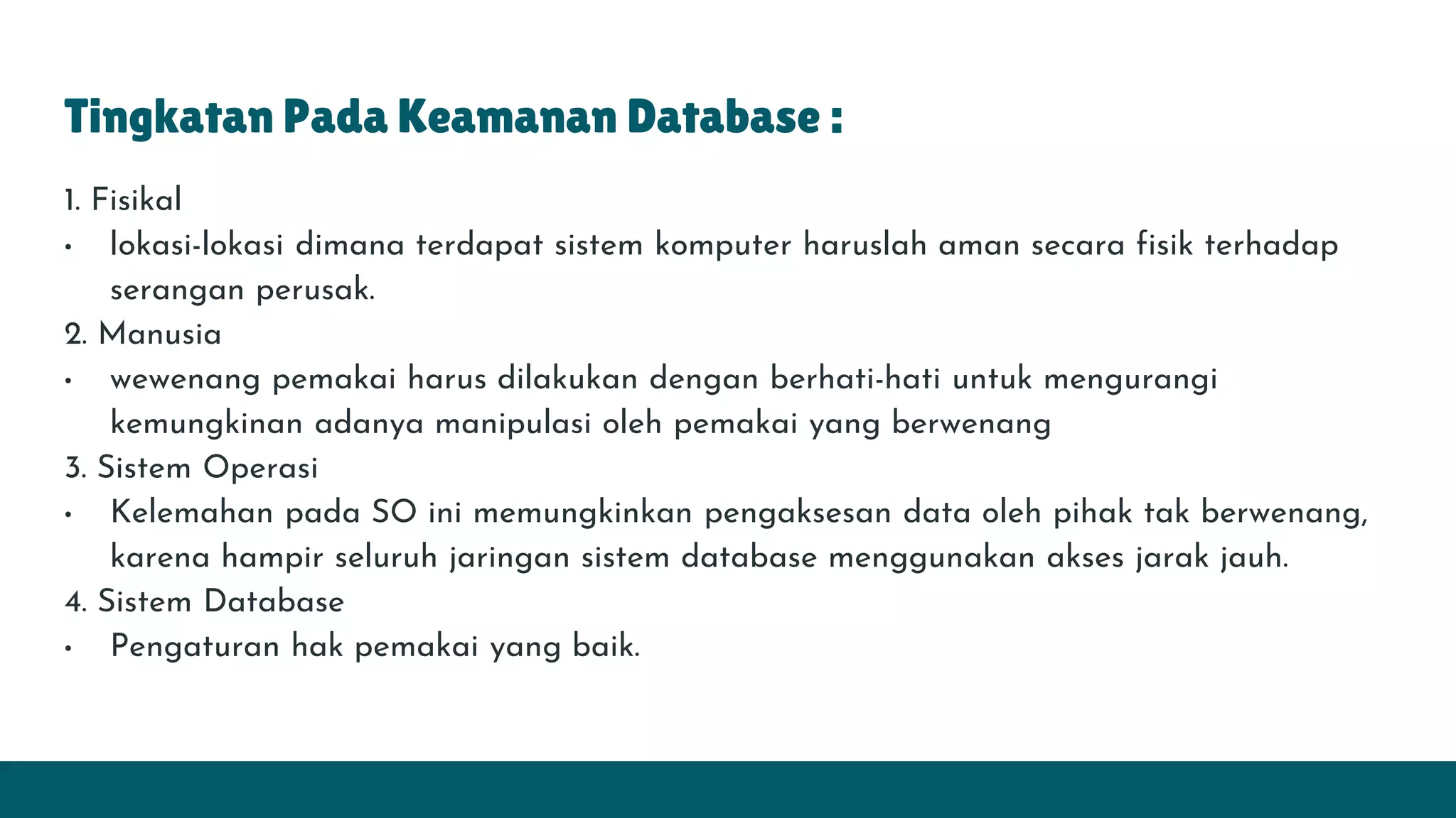 Keamanan sistem database | PPTX
