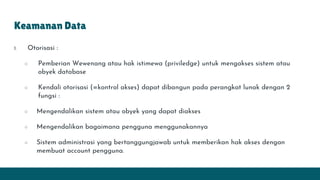 Keamanan sistem database | PPTX