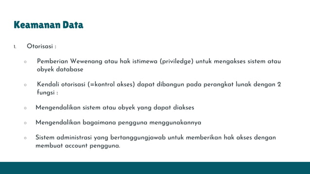 Keamanan sistem database | PPTX