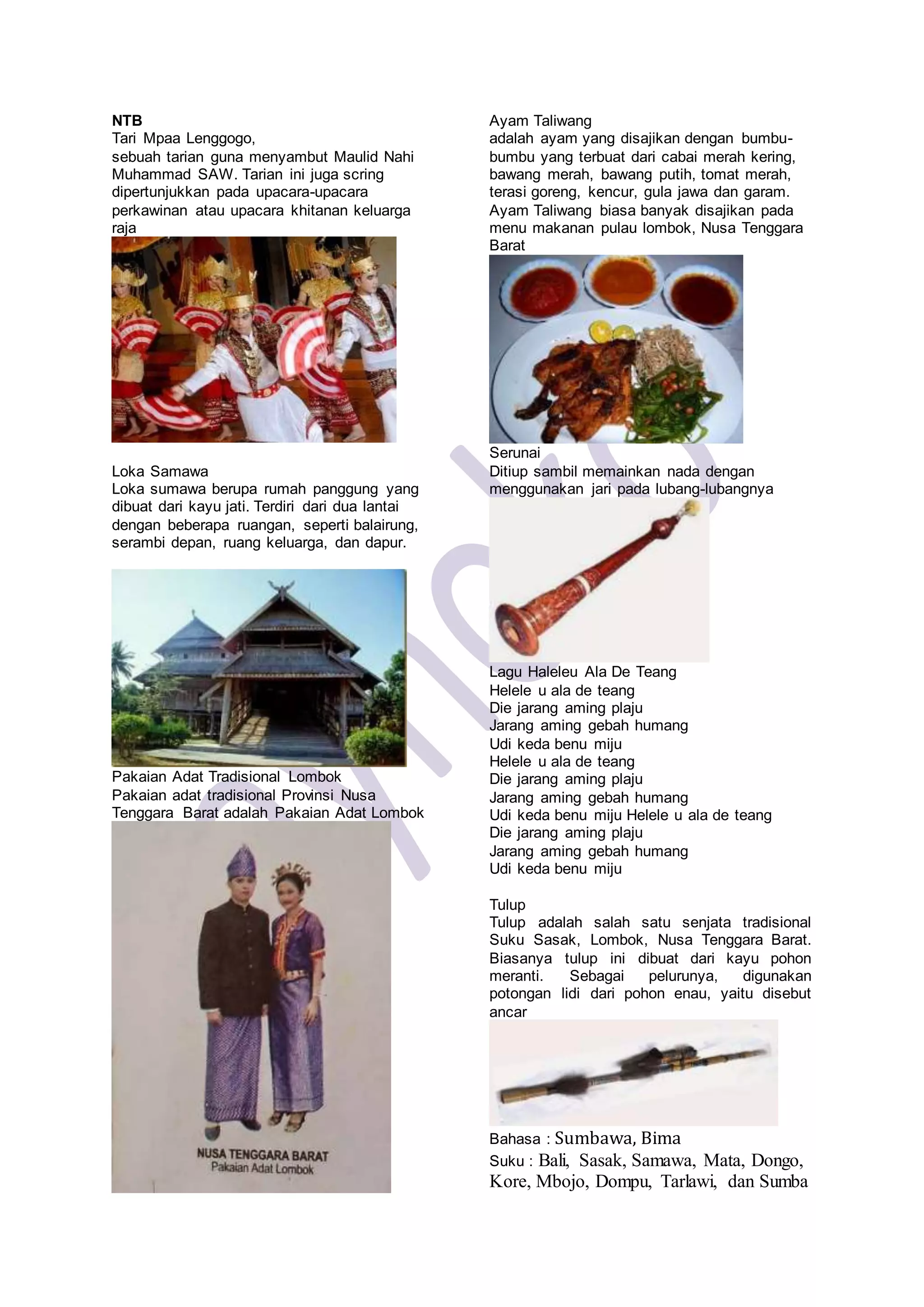Keanekaragaman KERAGAMAN BUDAYA INDONESIA 34 PROVINSI DAN GAMBARNYA | DOCX