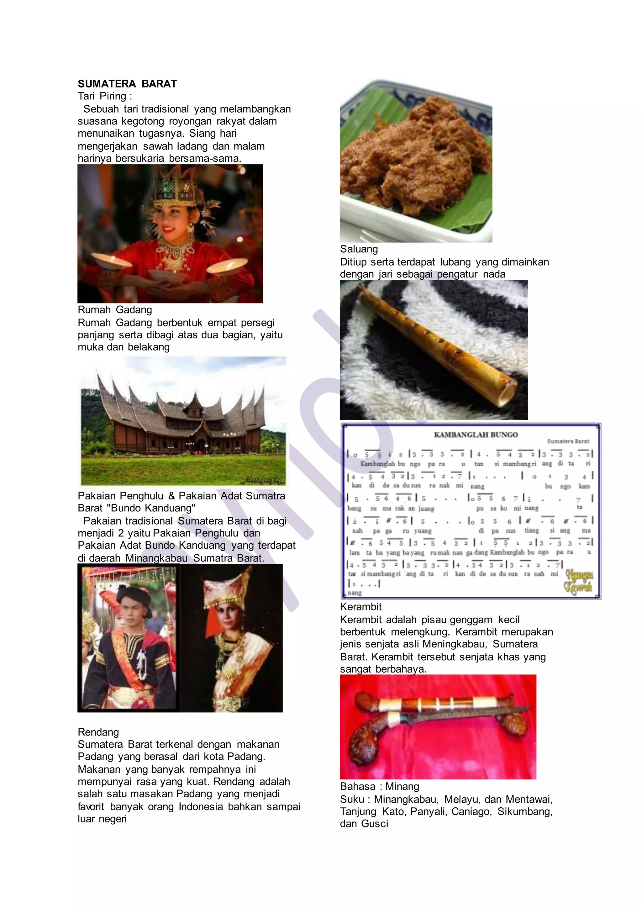 Keanekaragaman KERAGAMAN BUDAYA INDONESIA 34 PROVINSI DAN GAMBARNYA | DOCX