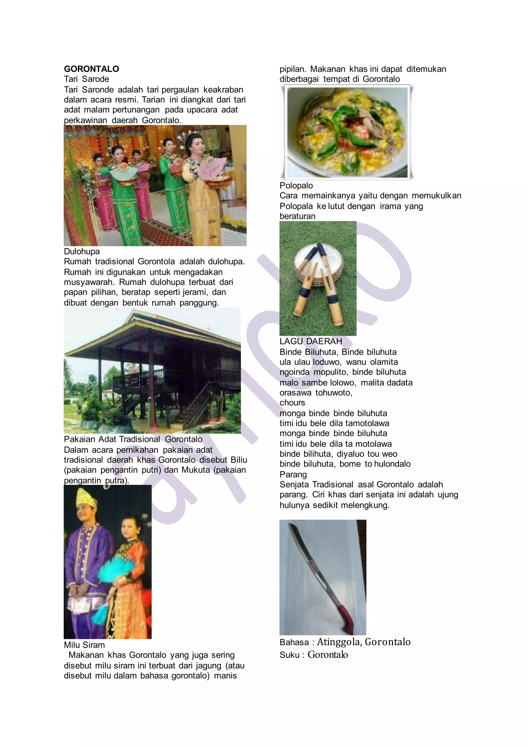 Keanekaragaman KERAGAMAN BUDAYA INDONESIA 34 PROVINSI DAN GAMBARNYA | DOCX