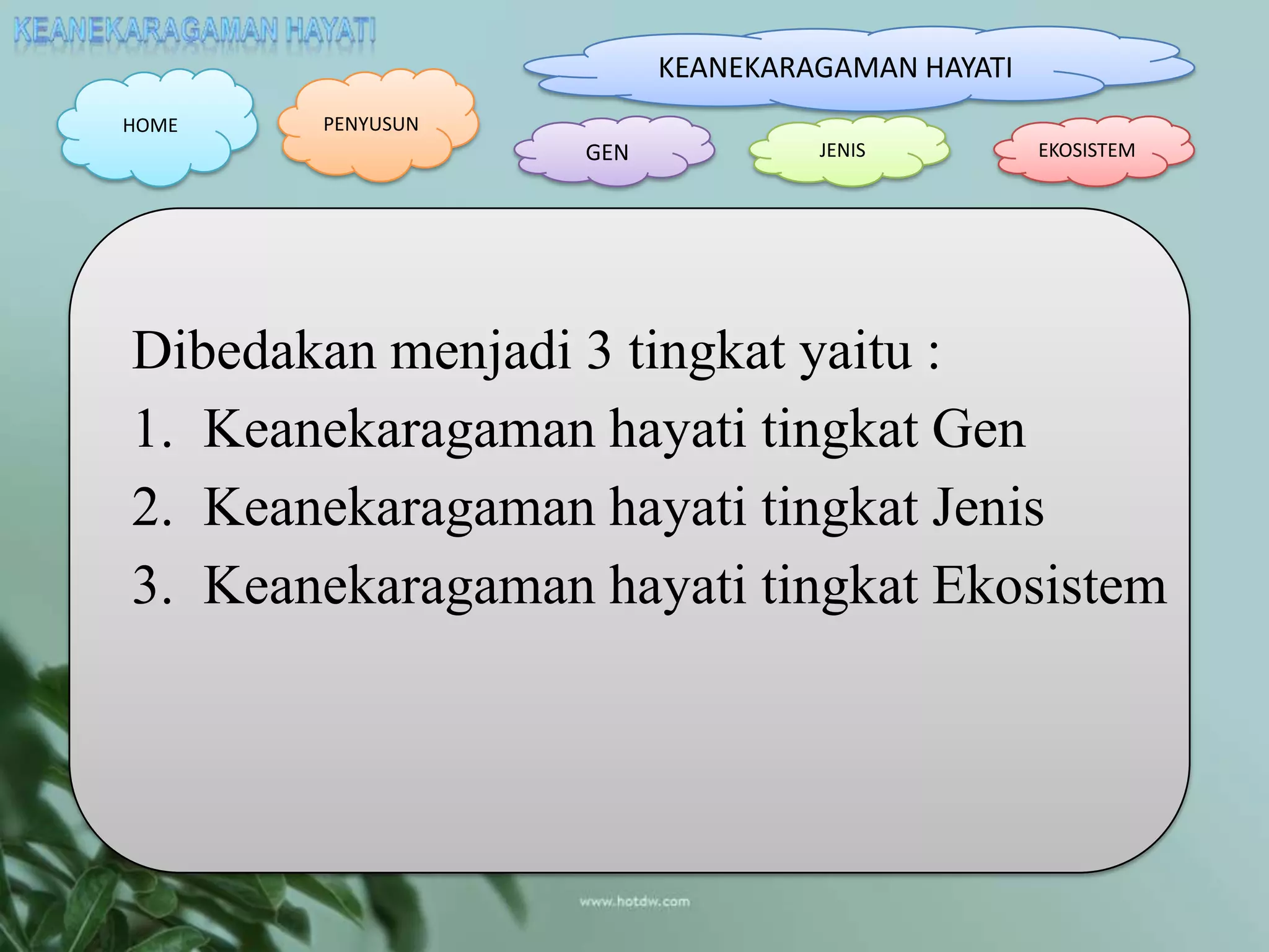 Keanekaragaman hayati tingkat gen, jenis, dan ekosistem | PPTX