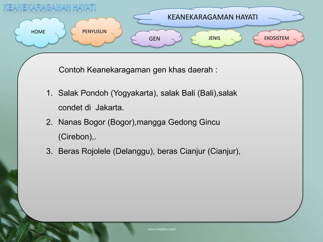 Keanekaragaman hayati tingkat gen, jenis, dan ekosistem | PPTX