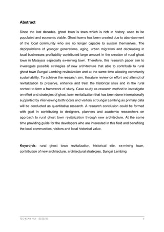 A STRATEGY STUDY ON SUSTAINABLE RURAL GHOST TOWN REVITALIZATION VIA NEW ...