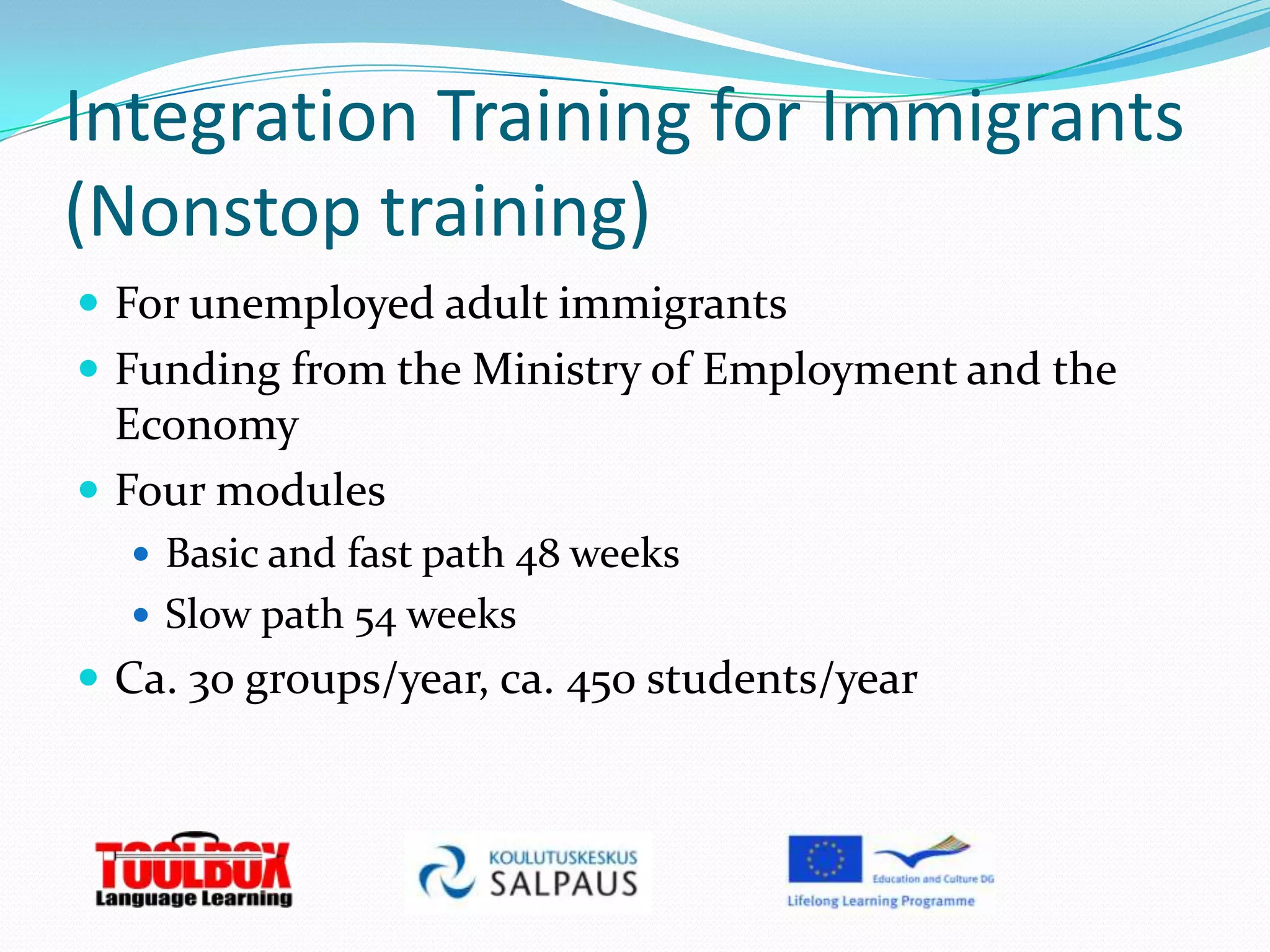Integration Training for Immigrants (Nonstop training) | PPT