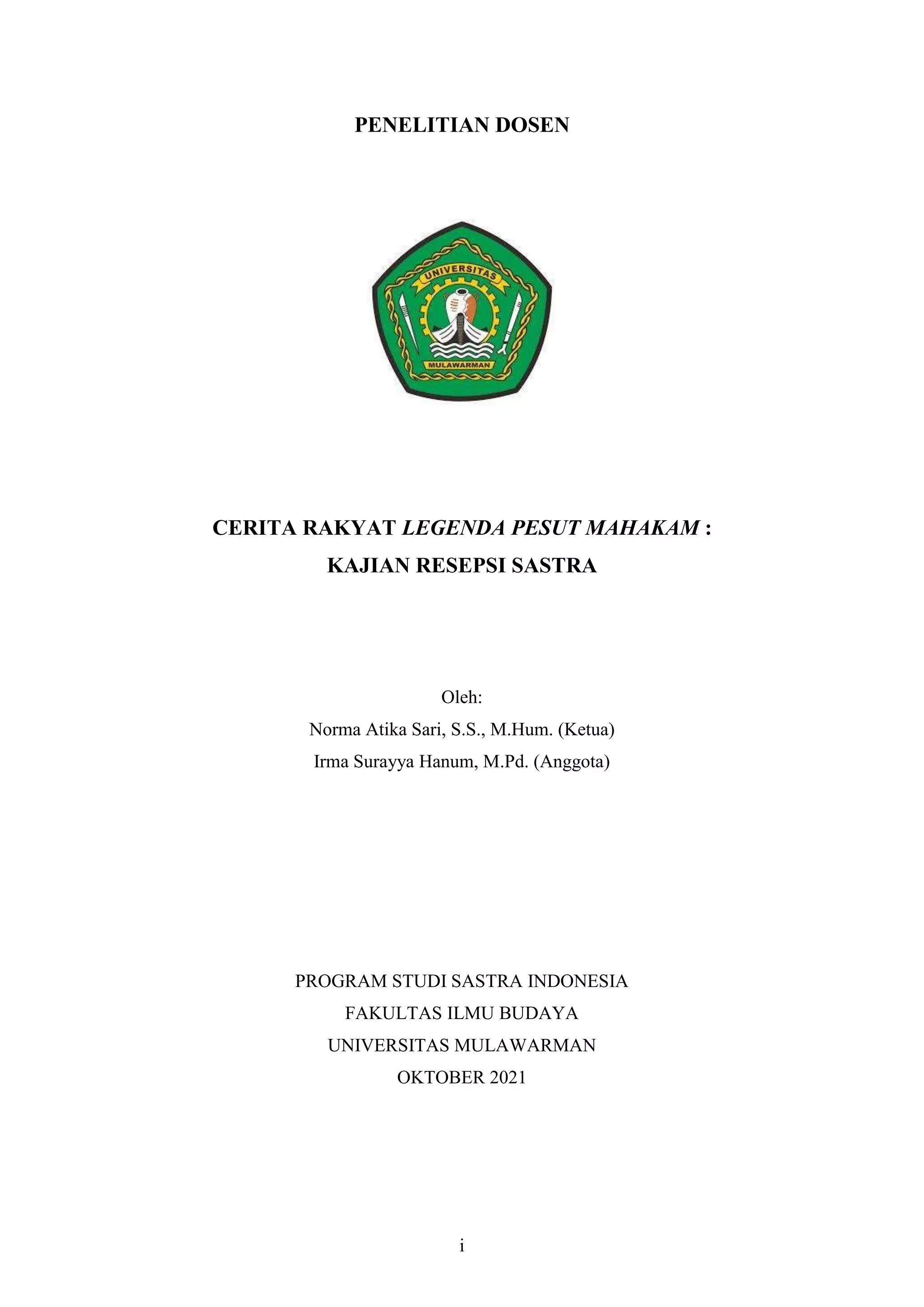 Kearifan Lokal dalam Legenda Pesut Mahakam Tinjauan Resepsi Pembaca ...