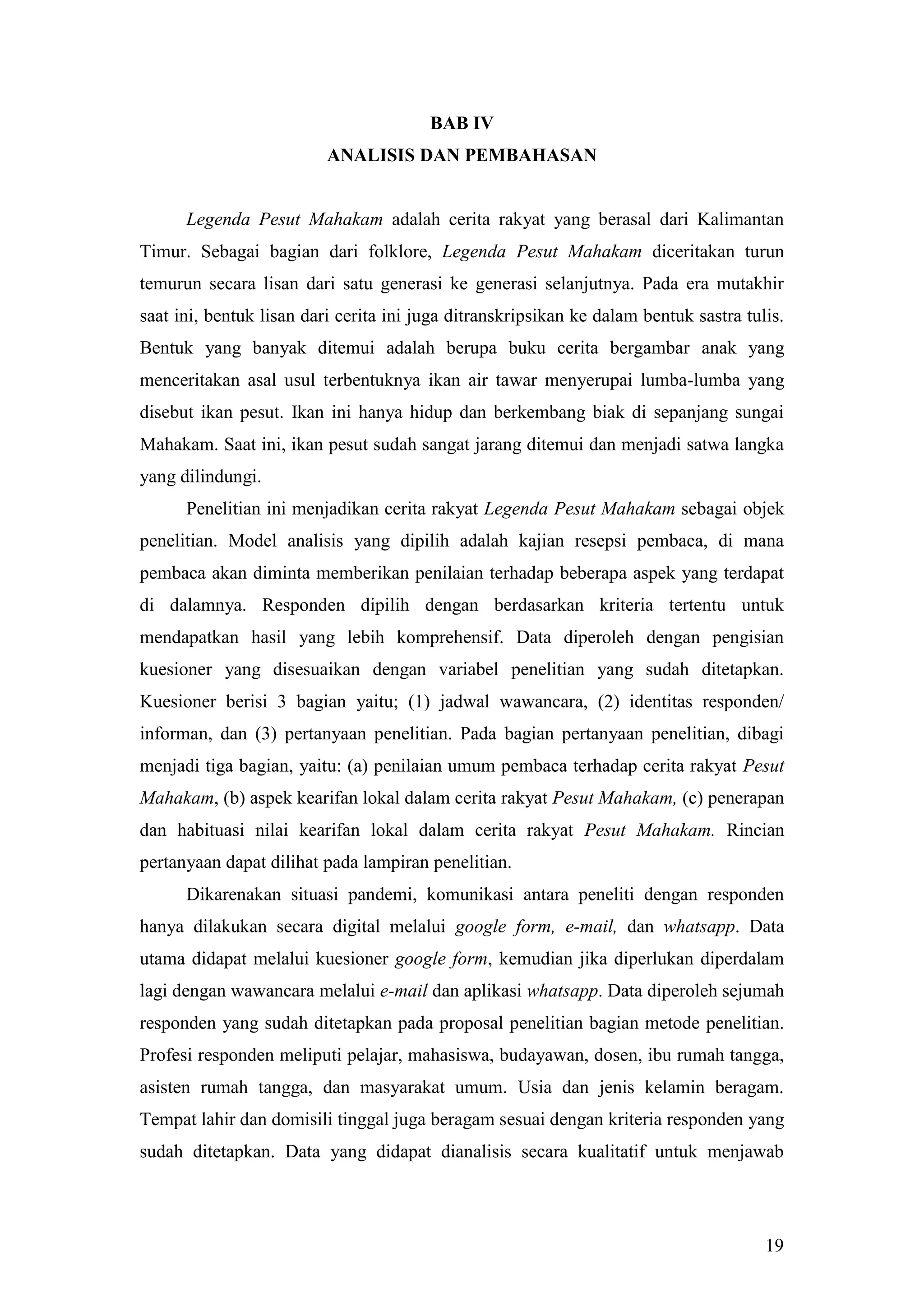 Kearifan Lokal dalam Legenda Pesut Mahakam Tinjauan Resepsi Pembaca ...