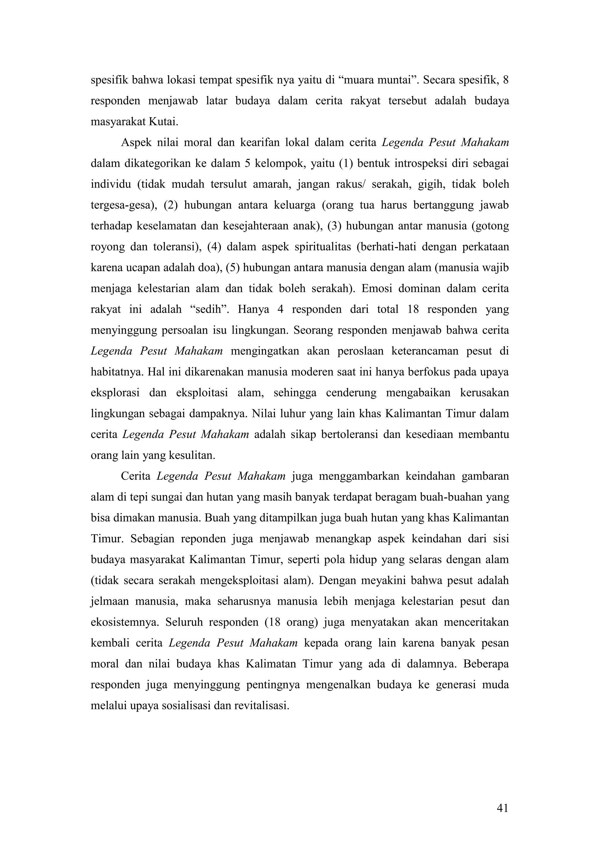 Kearifan Lokal dalam Legenda Pesut Mahakam Tinjauan Resepsi Pembaca ...