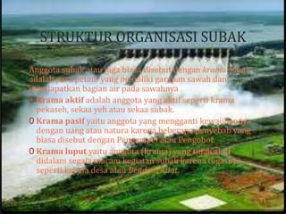Kearifan lokal di indonesia subak | PPT