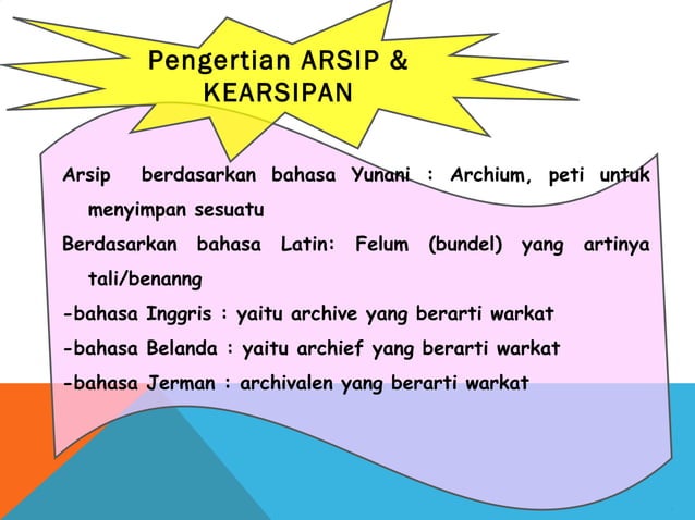 ARSIP DAN JENIS JENIS ARSIP | PPT