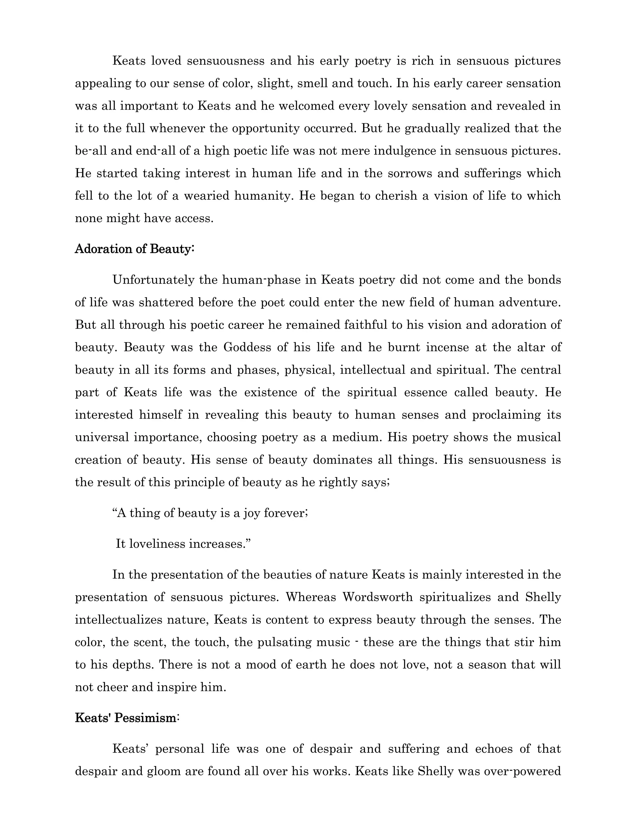 Keats as a poet | PDF