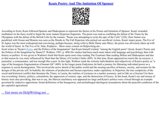 Keats Poetry And The Imitation Of Spenser | PPT