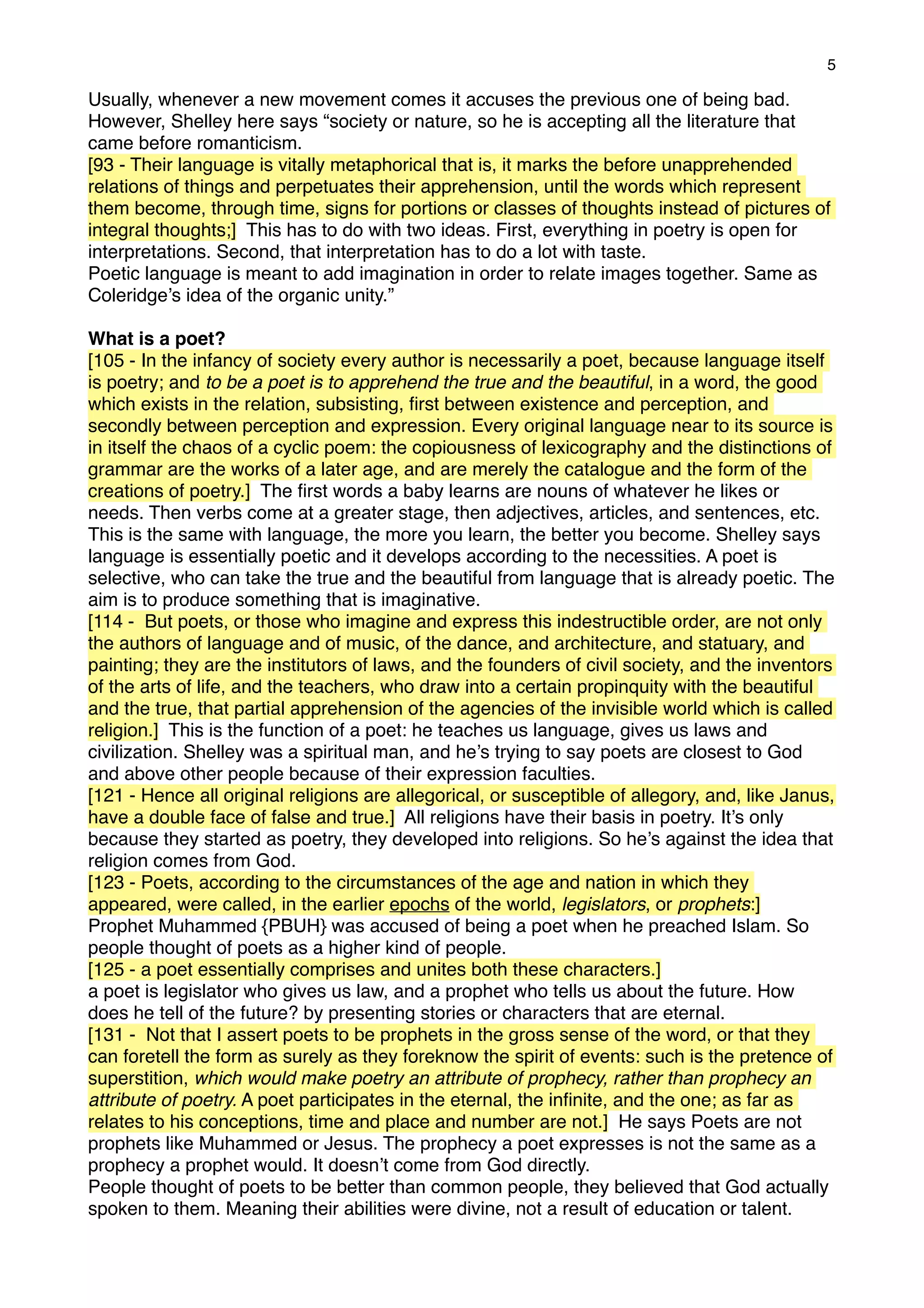 Notes: A Defense of Poetry by Percy Bysshe Shelly + From the Letters by ...