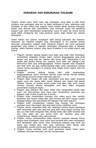 Kebaikan dan keburukan poligami | DOCX