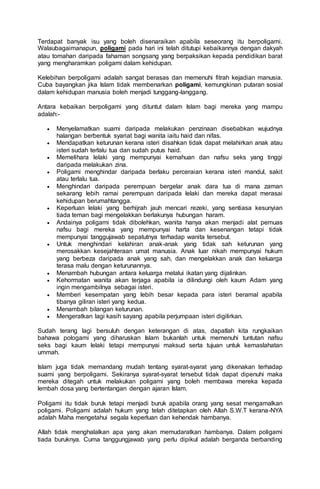 Kebaikan dan keburukan poligami | DOCX