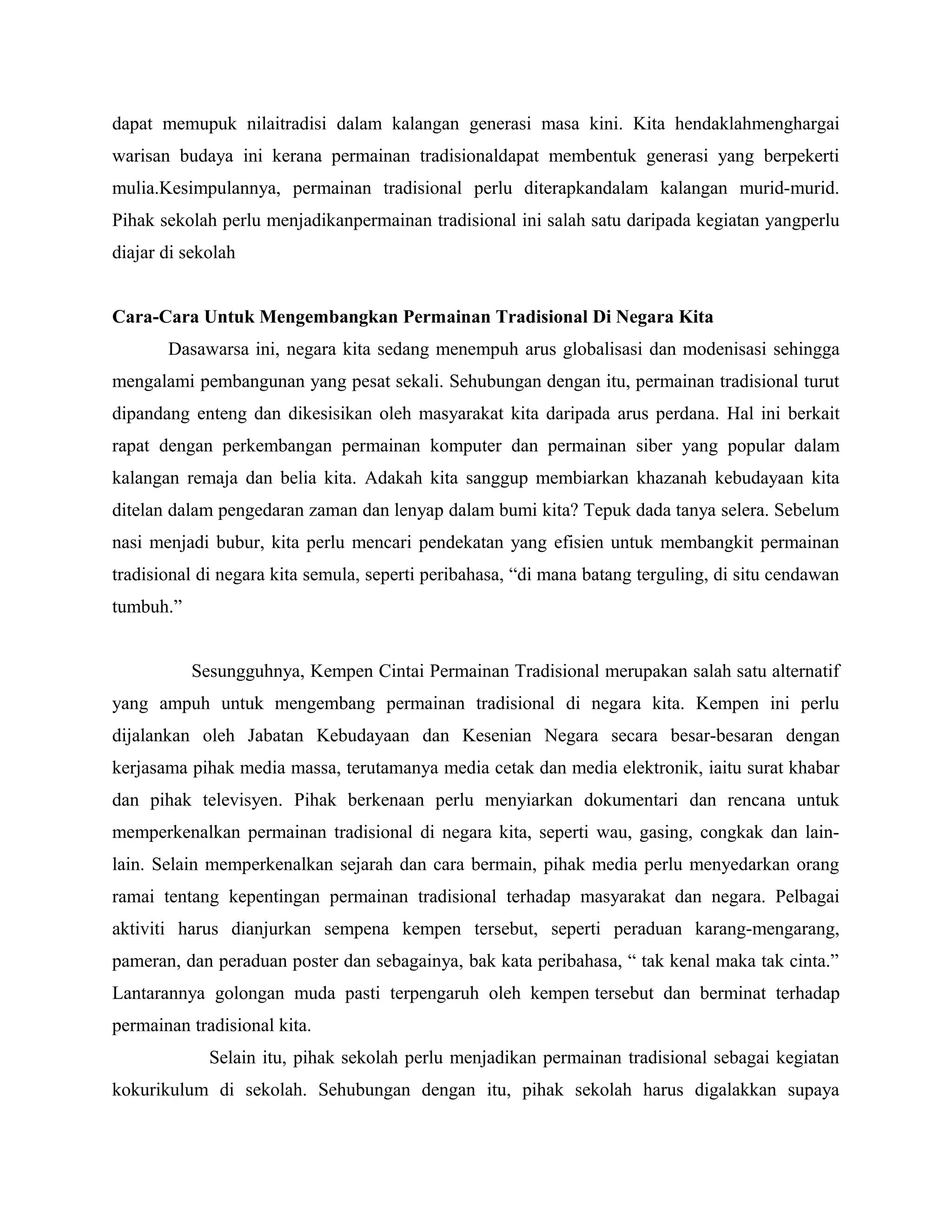 Kebaikan permainan tradisional | DOC