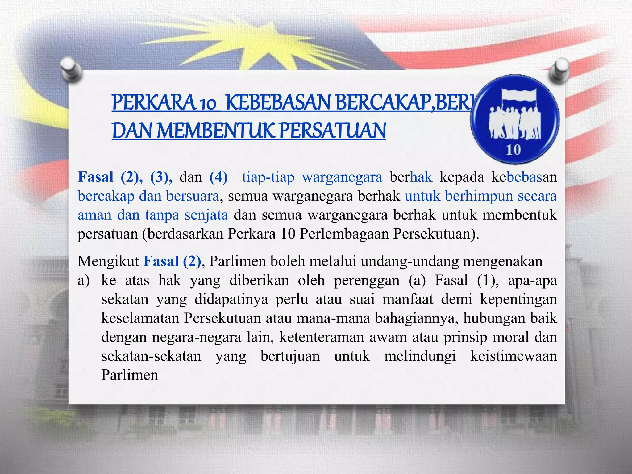Hak Asasi Manusia di Malaysia bahagian II Perlembagaan Persekutuan | PPTX