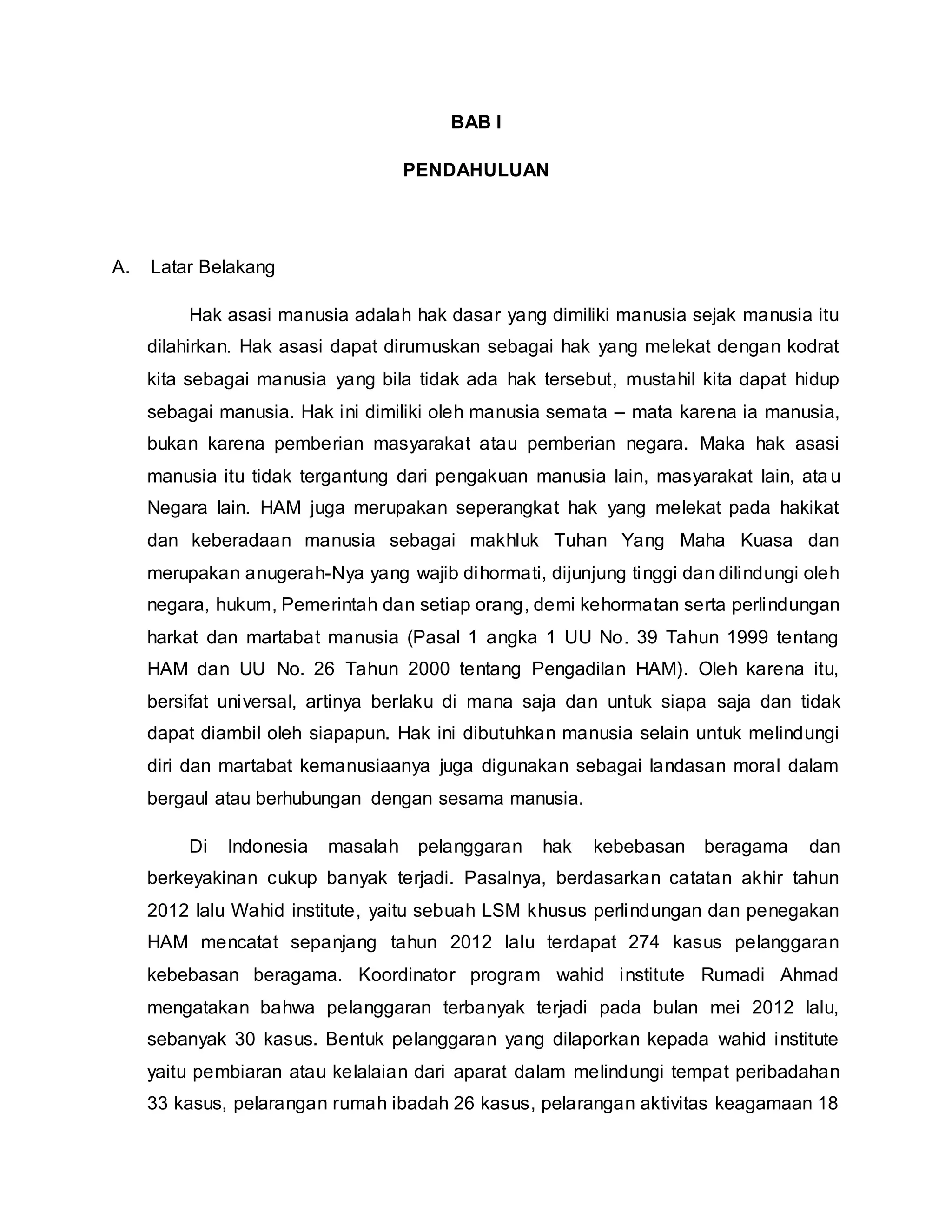 Makalah Kebebasan Beragama | DOCX
