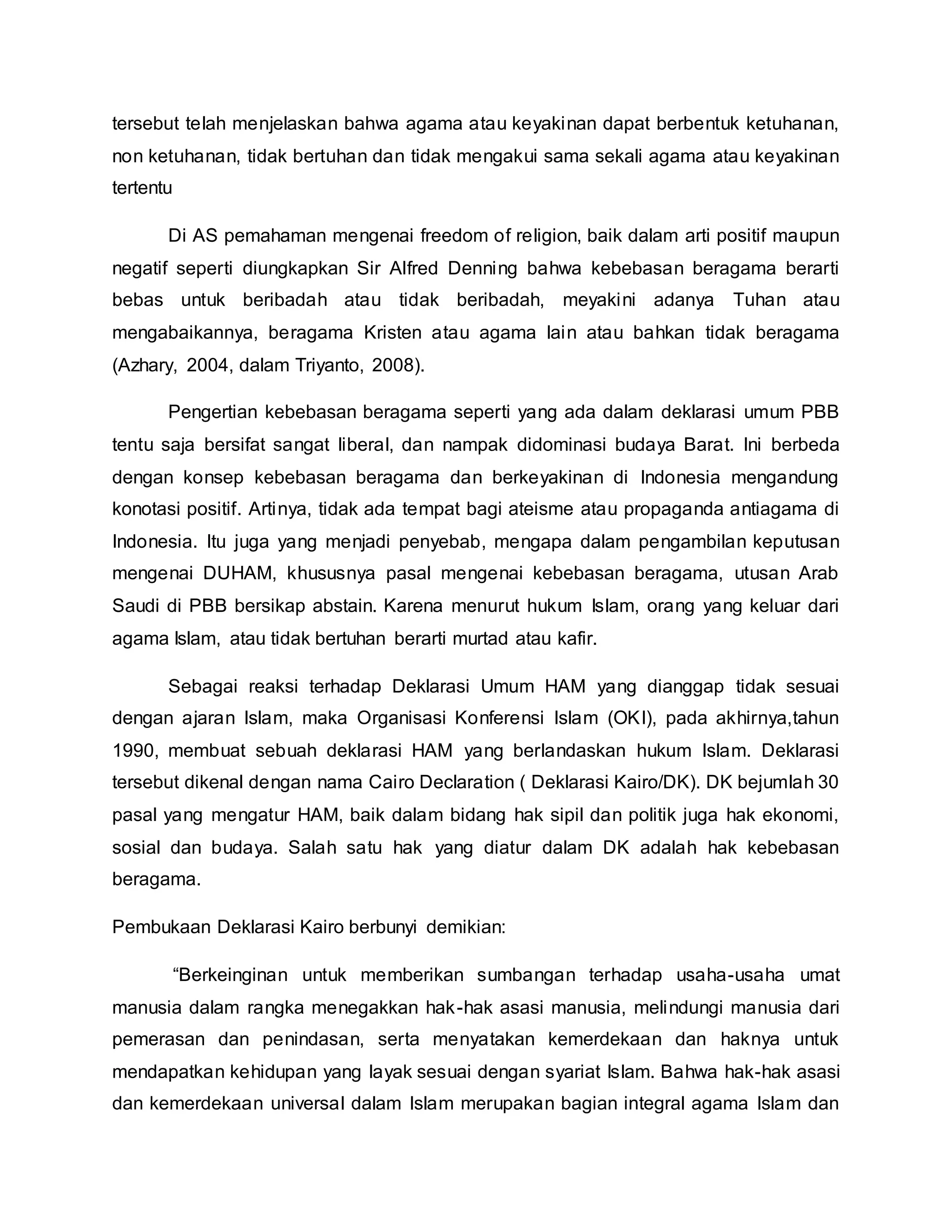 Makalah Kebebasan Beragama | DOCX