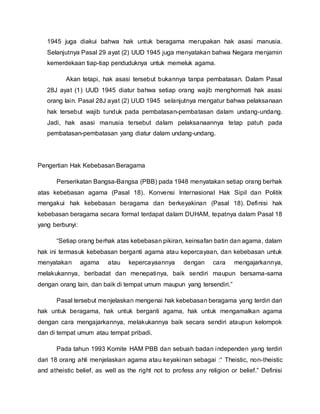 Makalah Kebebasan Beragama | DOCX