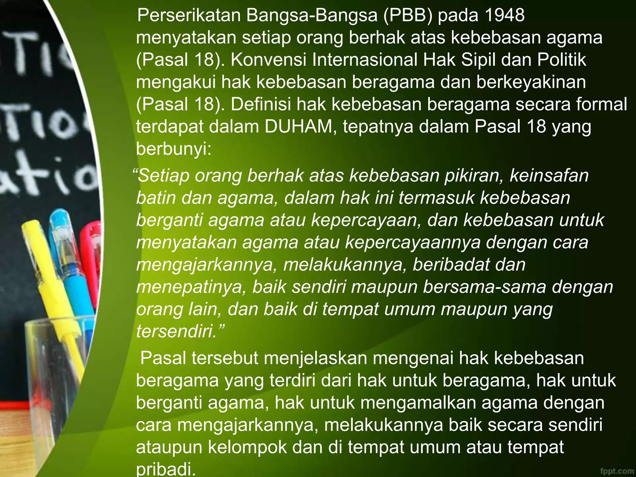 Kebebasan beragama dan kepercayaan | PPTX