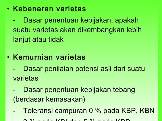 Kebenaran & Kemurnian Varietas Tebu | PPT