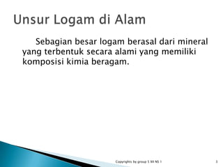 Keberadaan unsur unsur kimia di alam | PPTX