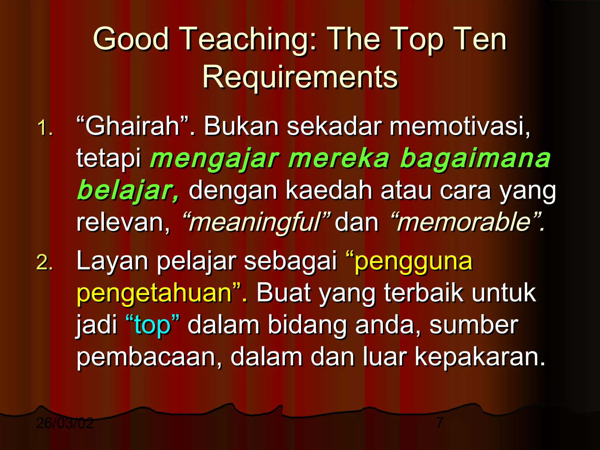 Keberkesanan Pengajaran Guru pada Perspektif Murid | PPT