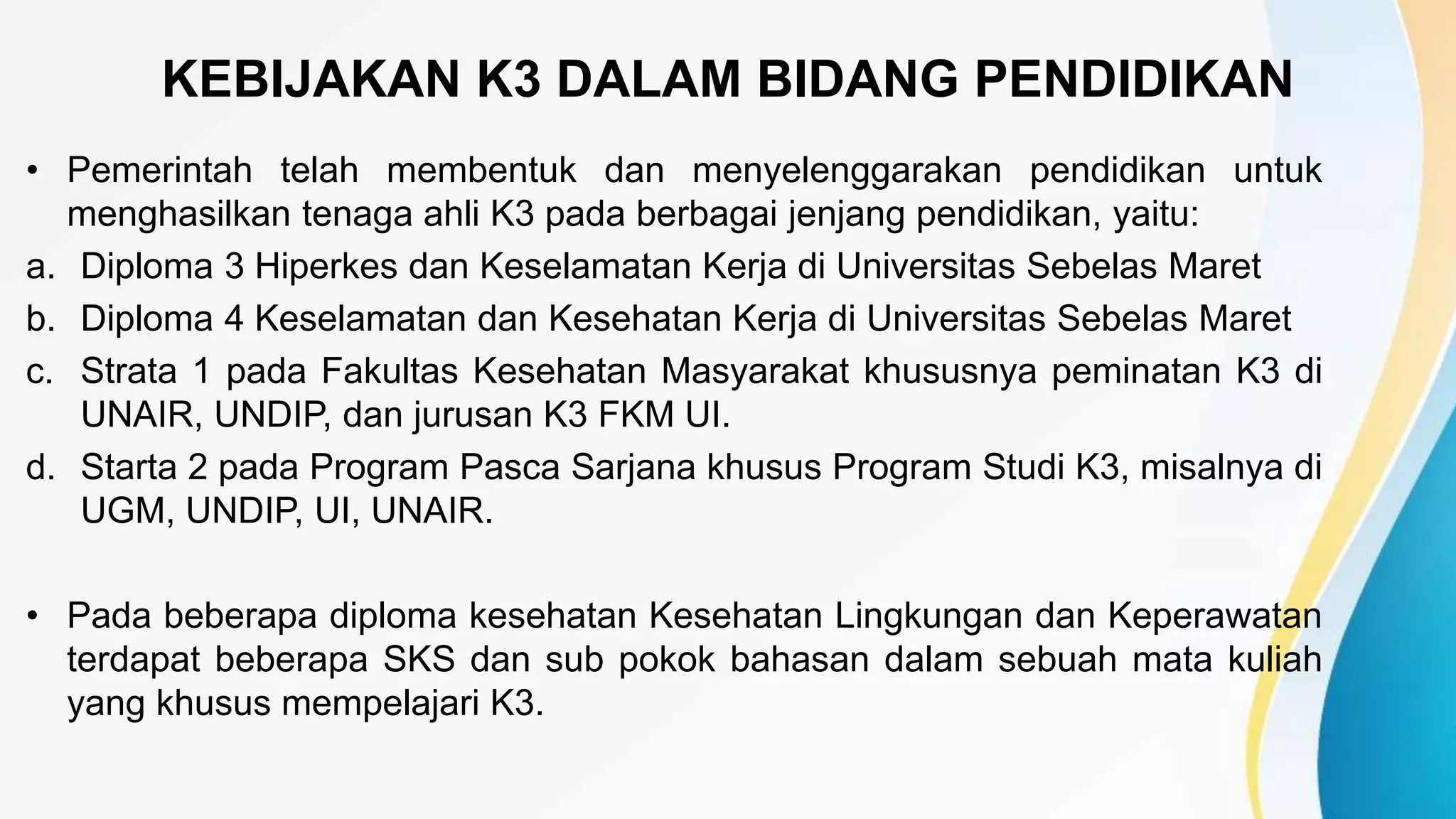 Kebijakan dan Regulasi K3 dalam Keperawatan | PPTX