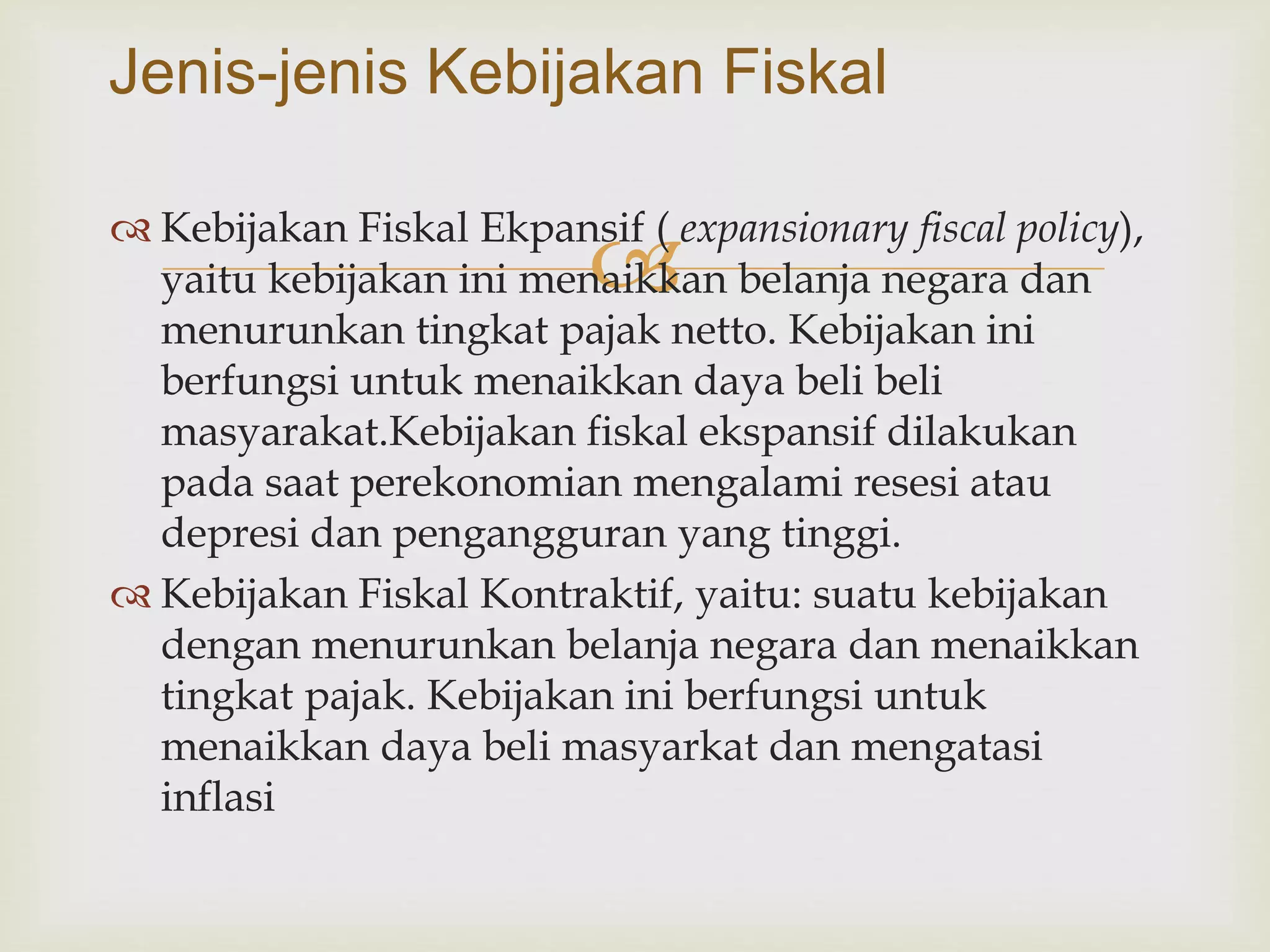 Kebijakan fiskal | PPTX