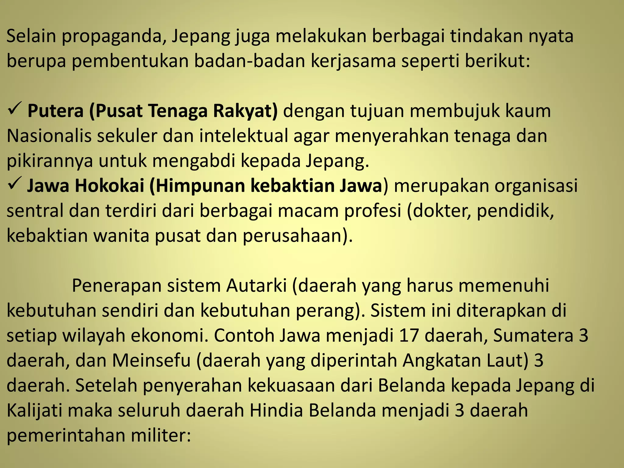 Kebijakan jepang di bidang politik | PPTX