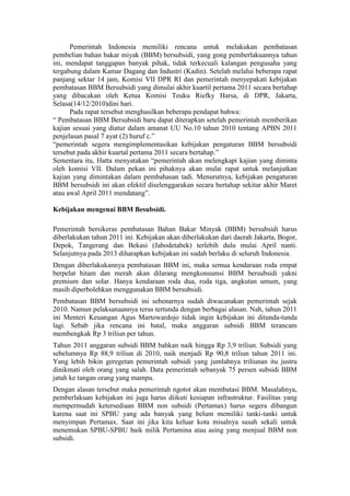 Kebijakan mengenai bbm bersubsidi | PDF