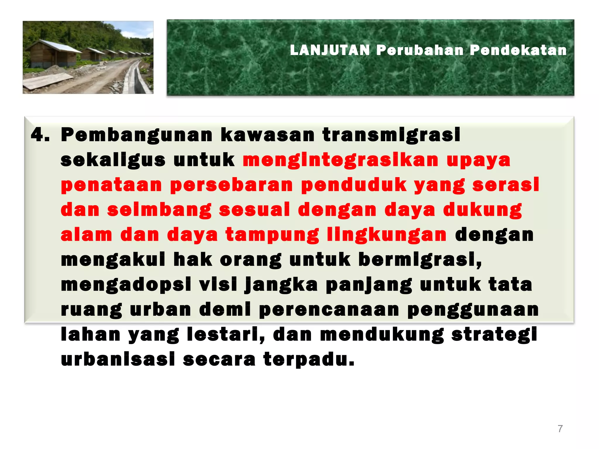 Kebijakan pembangunan kawasan transmigrasi | PPT