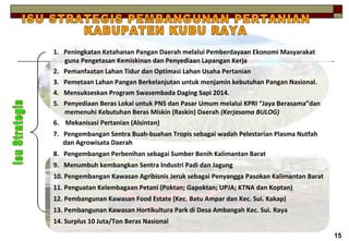 Kebijakan pembangunan pertanian dan peternakan kubu raya | PPT