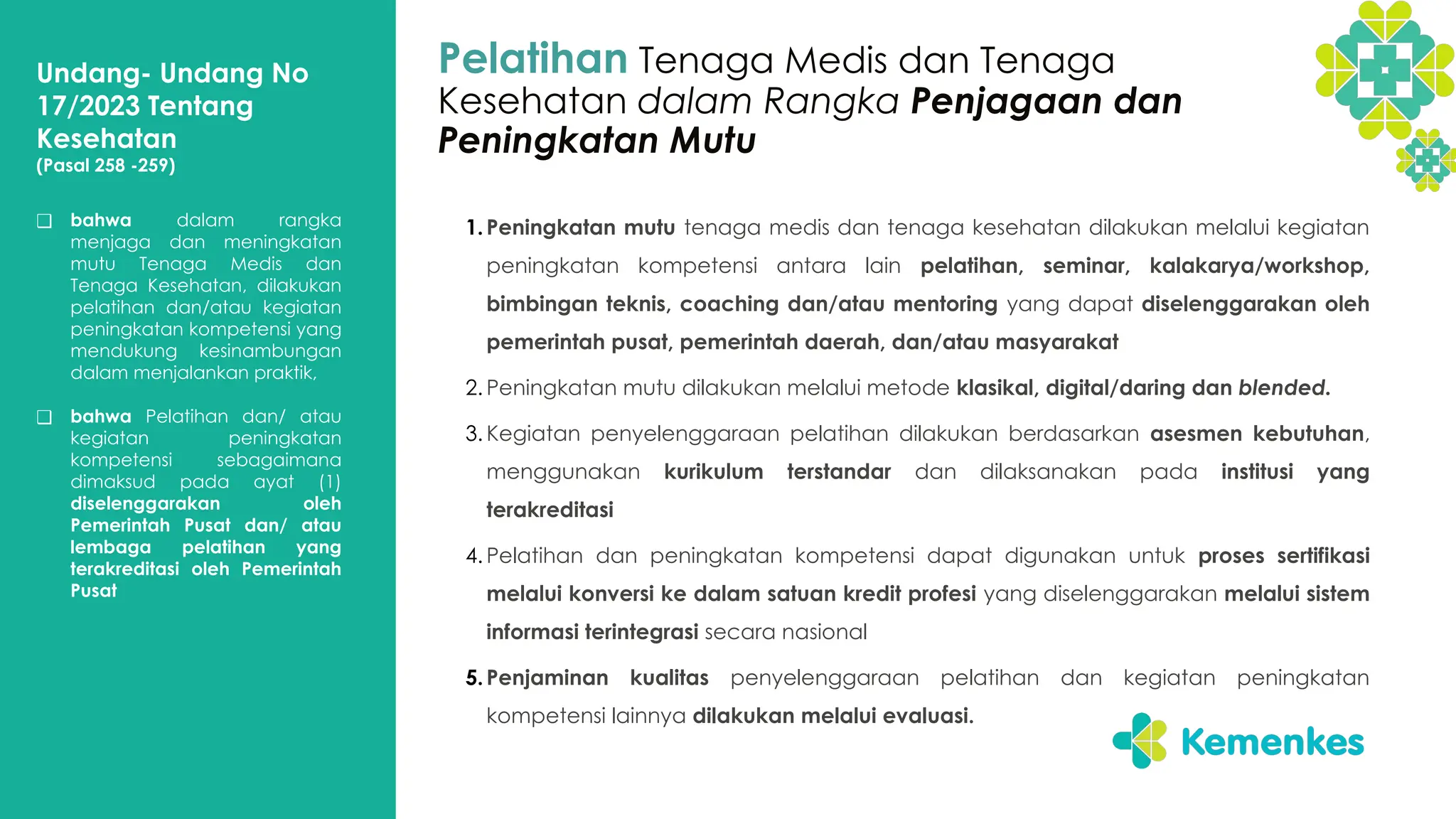 Kebijakan Peningkatan Kompetensi Tenaga Kesehatan - Pelatihan TPK.pptx