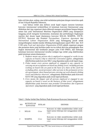 Jurnal Kebijakan Perlindungan Awak Kapal Migran Indonesia Studi Komparatif Awak Kapal Niaga dan ...