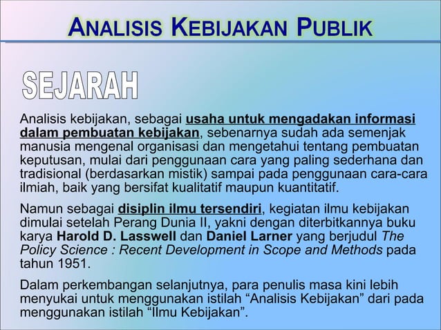 Analisis Kebijakan Publik | PPT