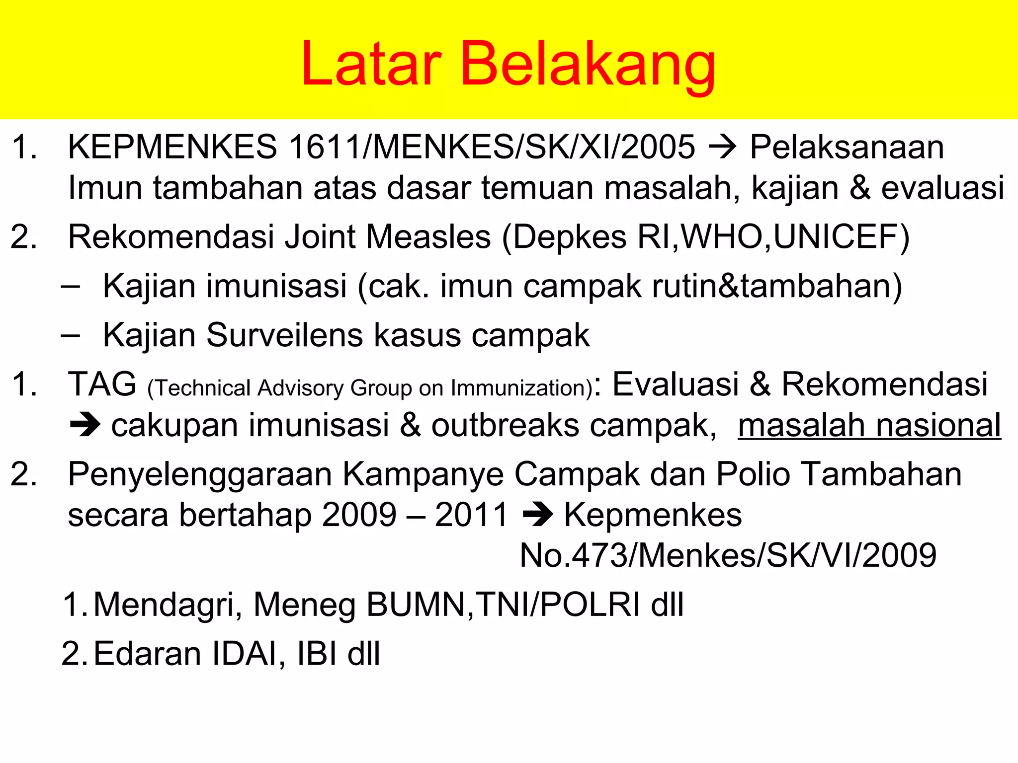Kebijakan &strategi operasional campak 2010 | PPT
