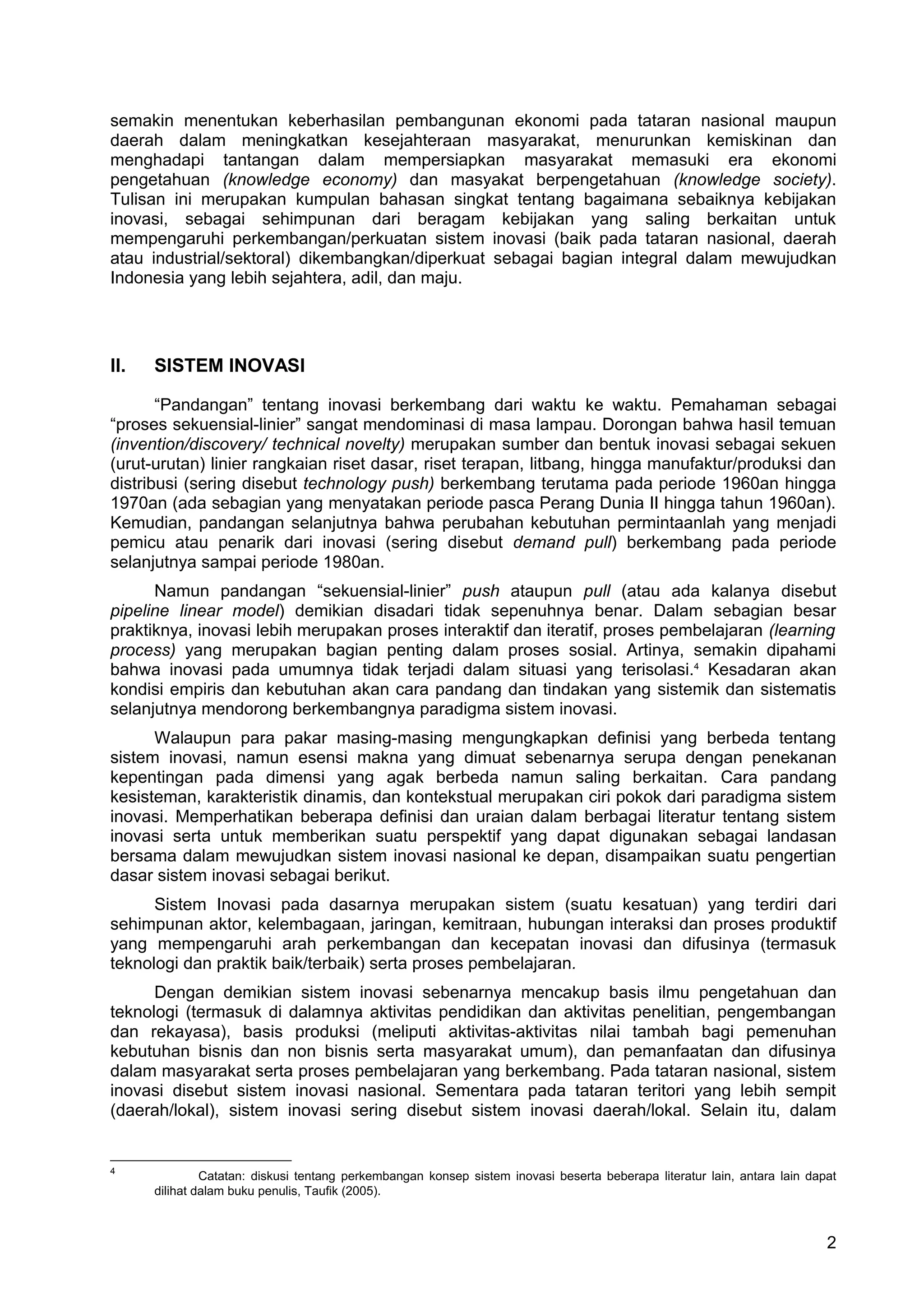 Kebijjakan Inovasi Tatang A Taufik | PDF