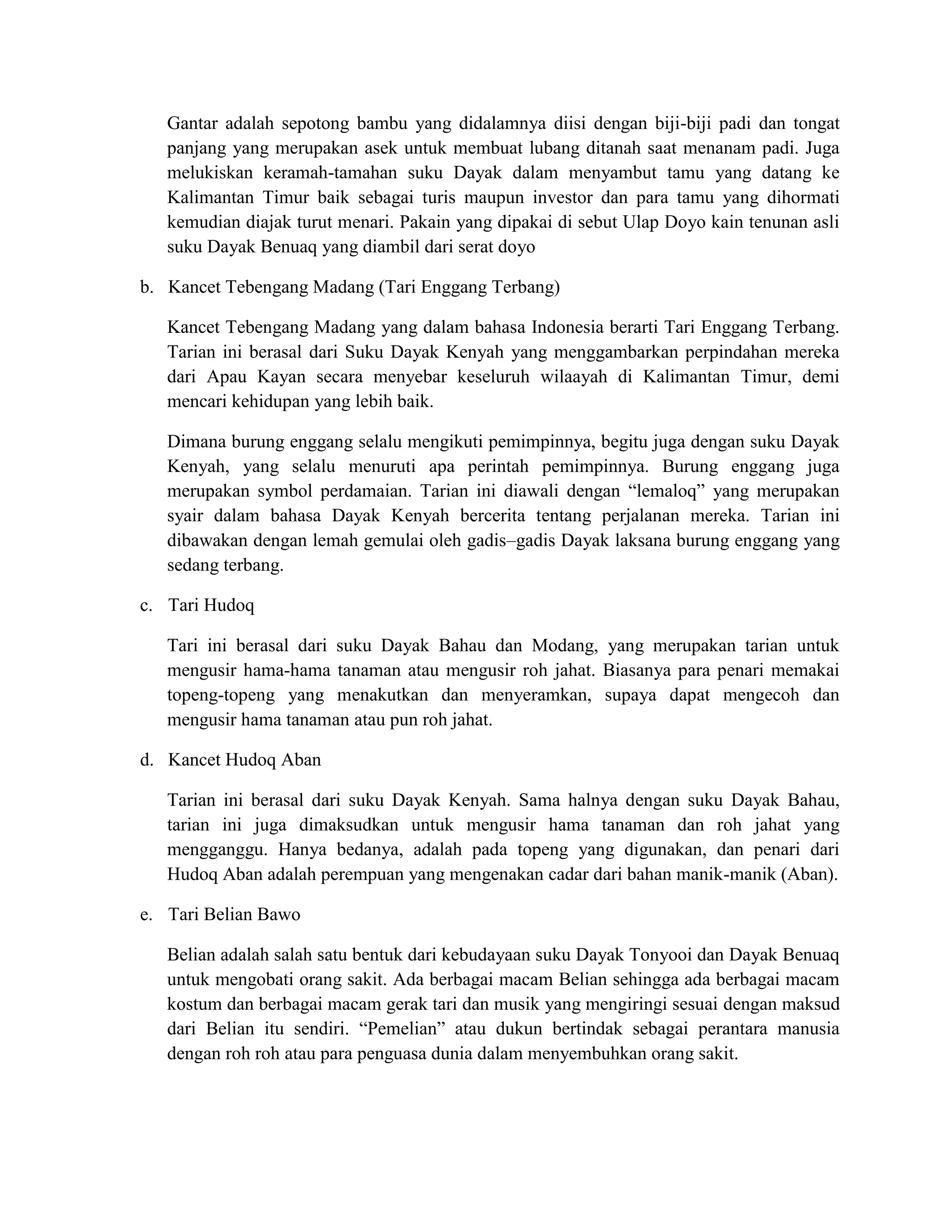 Kebudayaan dari indonesia bagian tengah | DOCX